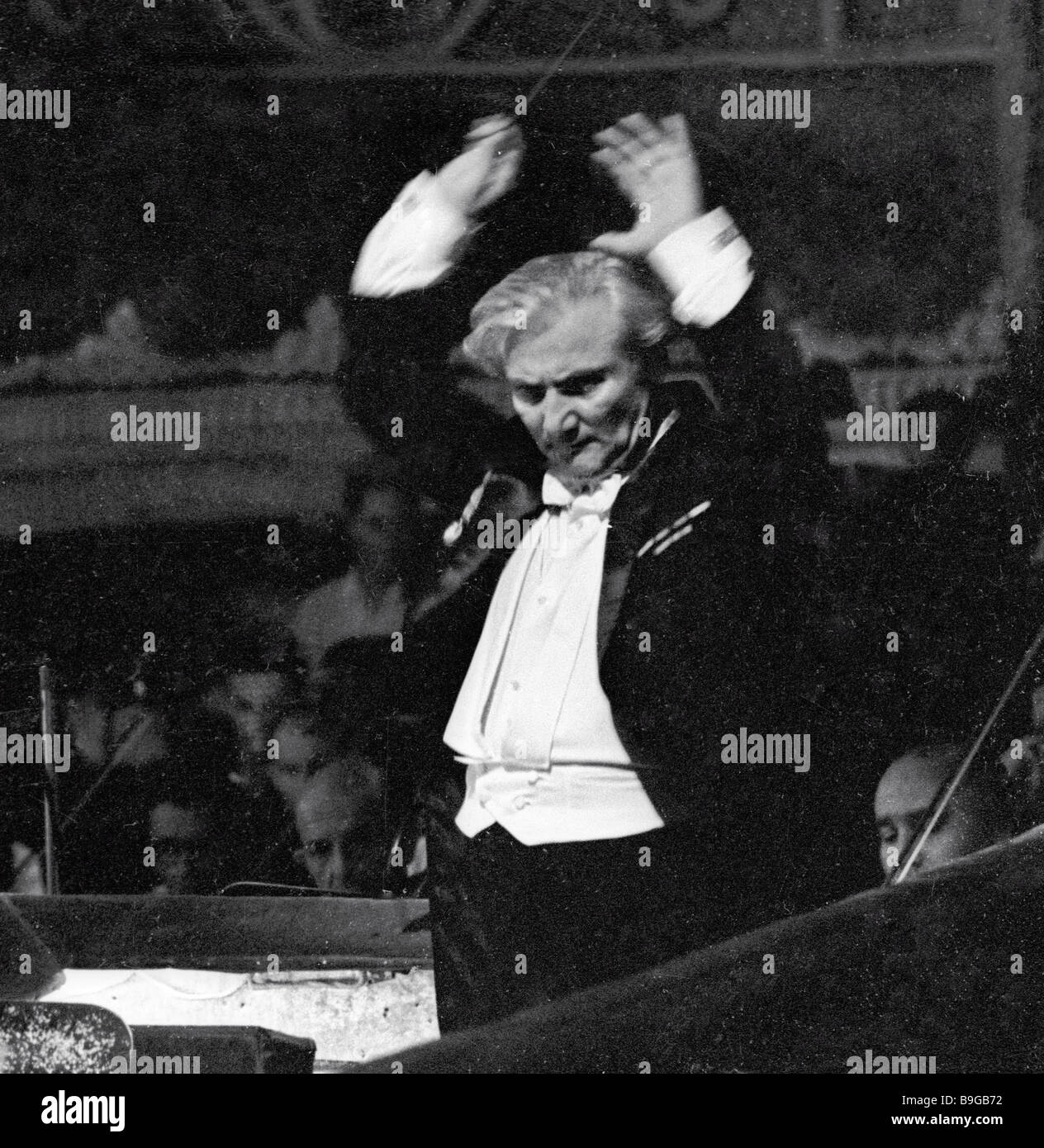 People s artist of the USSR Mukhtar Ashrafi conducting the orchestra of ...