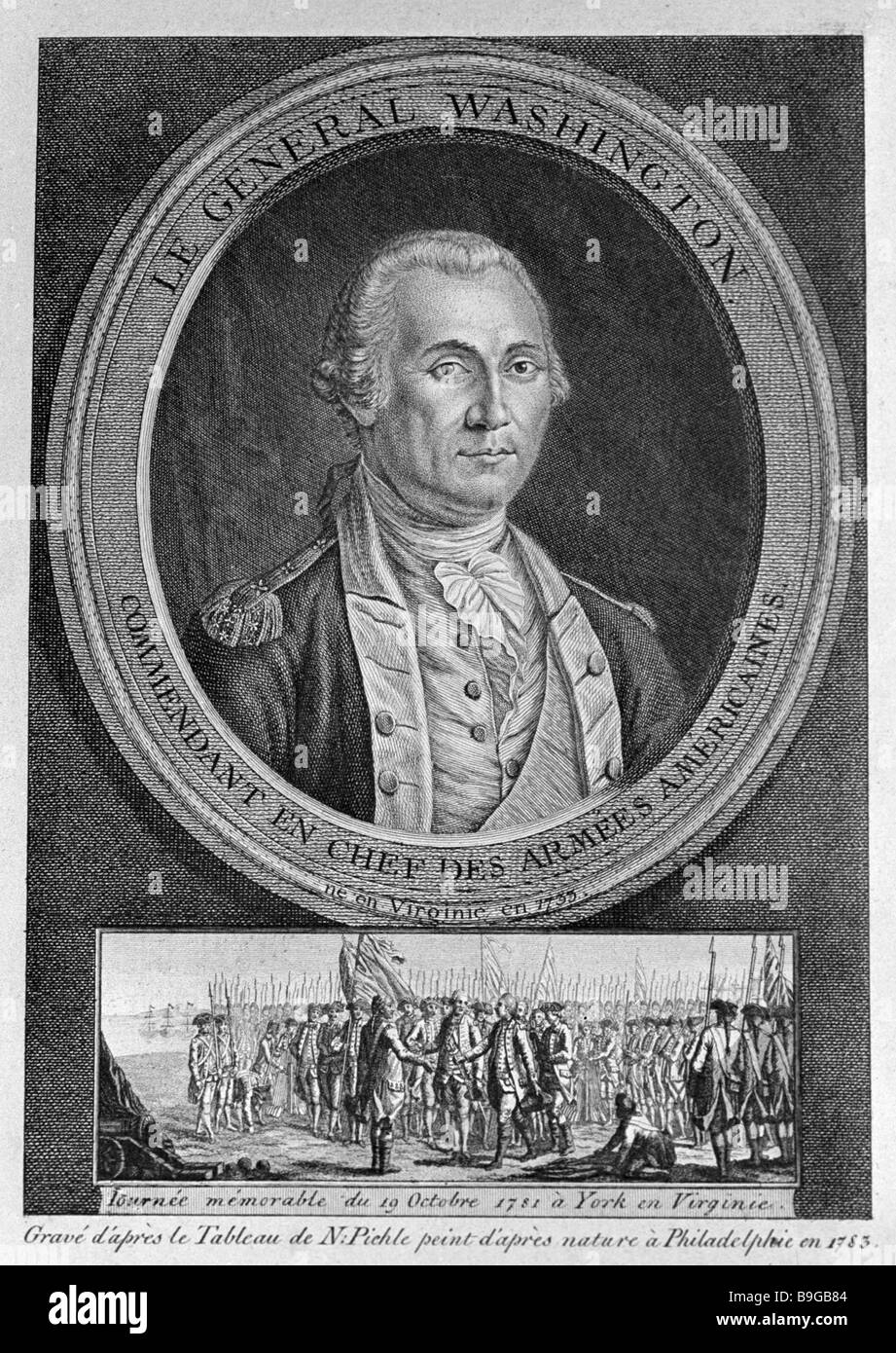 A reproduction of a rare portrait of General George Washington engraved ...