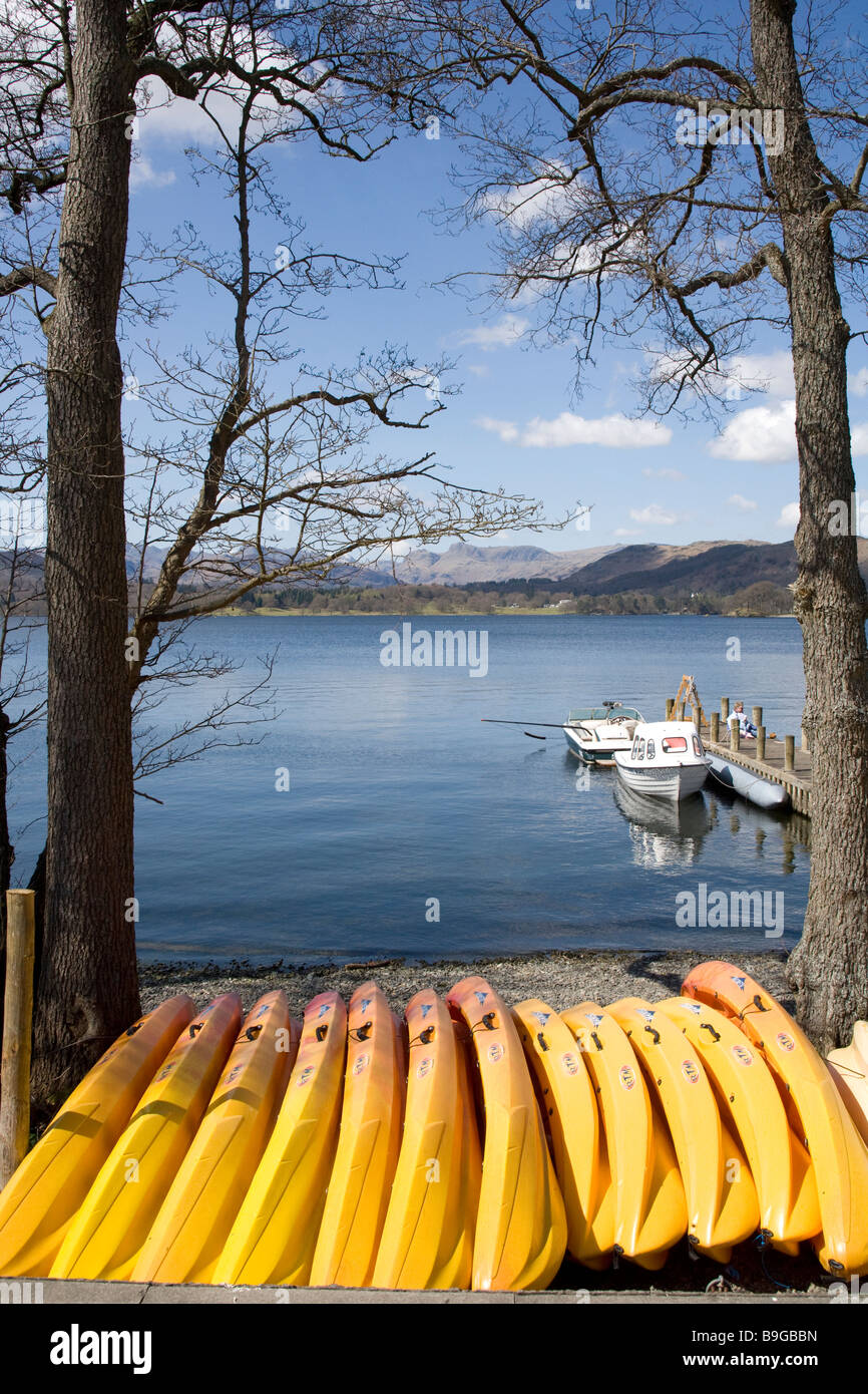 Yellow canoes looking like bananas Stock Photo - Alamy