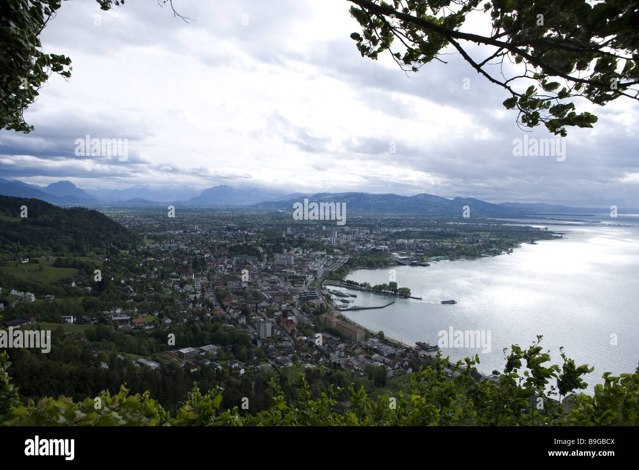 Austria Vorarlberg Lake Constance Bregenz city-overview Alps ...