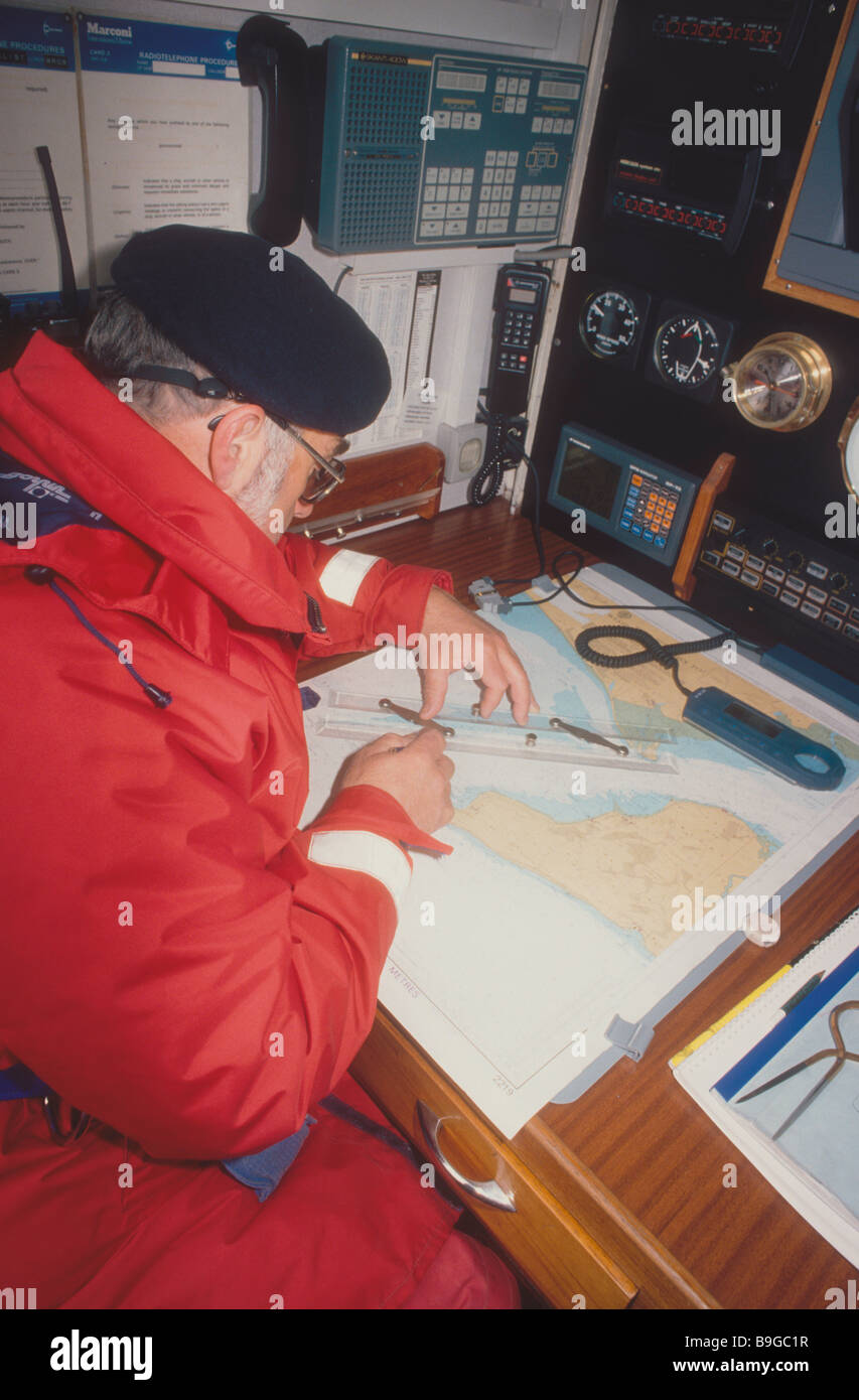 Plotting a course at the chart table aboard the 1971 British brig ...