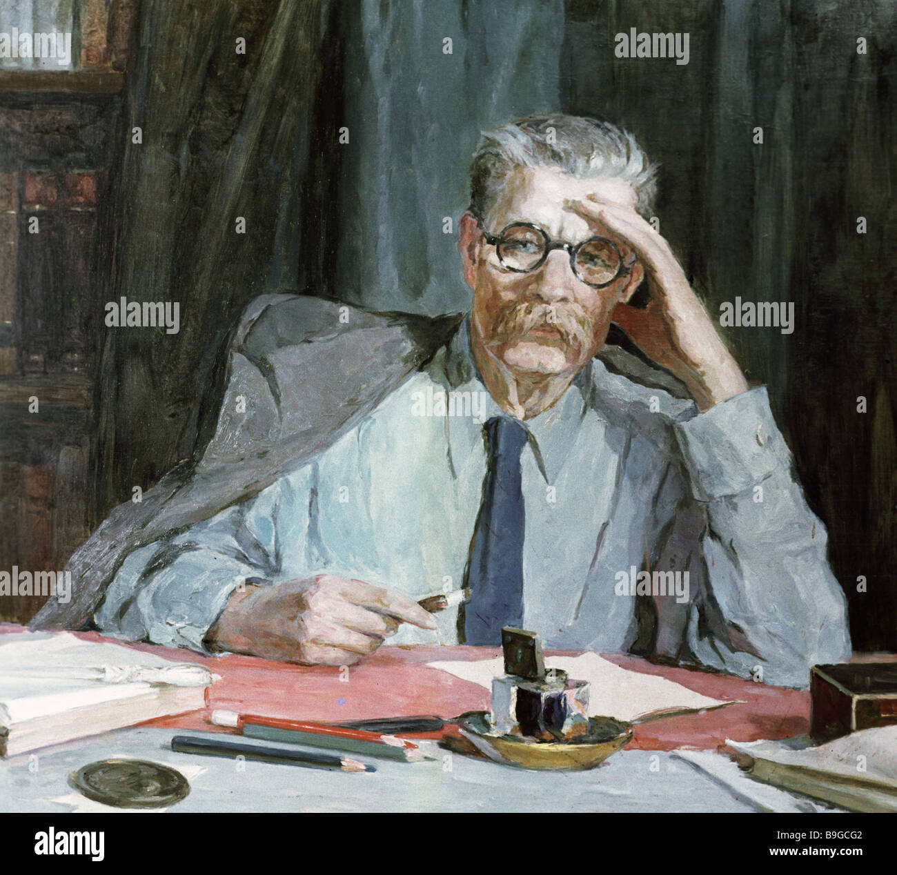A portrait of Maxim Gorky by Peshkova and Uranova Exhibited in the ...