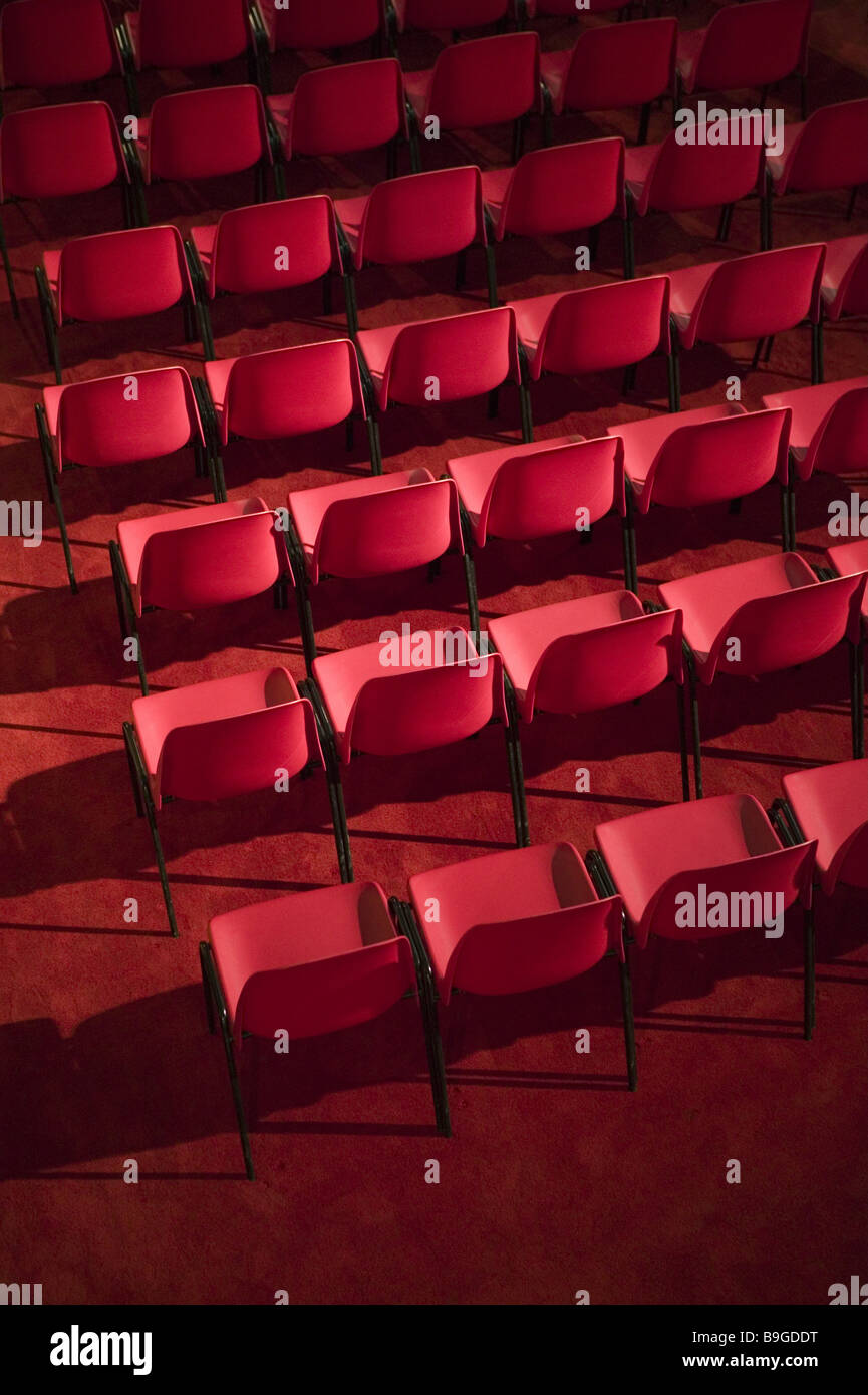 Chair-rows red top view auditorium lecture-hall event presentation ...