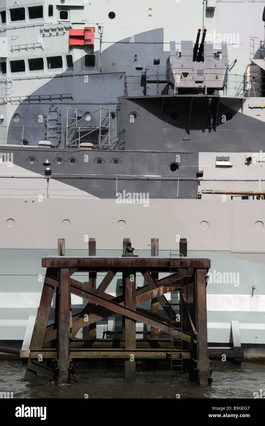 london england uk hms belfast warship ww2 gun turrets battleship navy ...