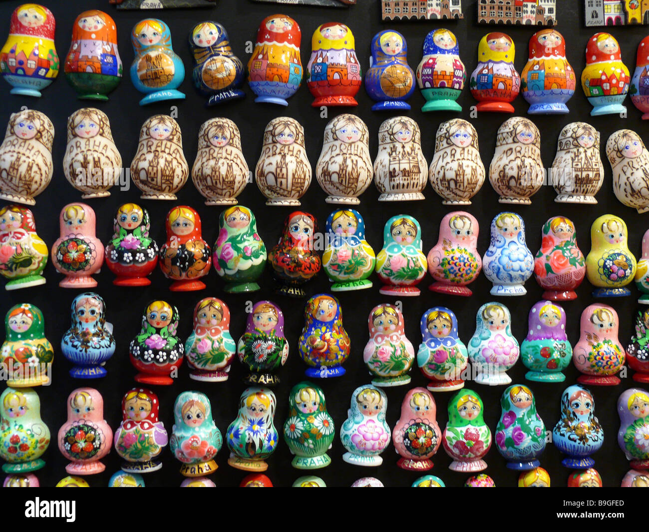 Czech republic Prague souvenirs Matrjoschka-Figuren differently Stock ...
