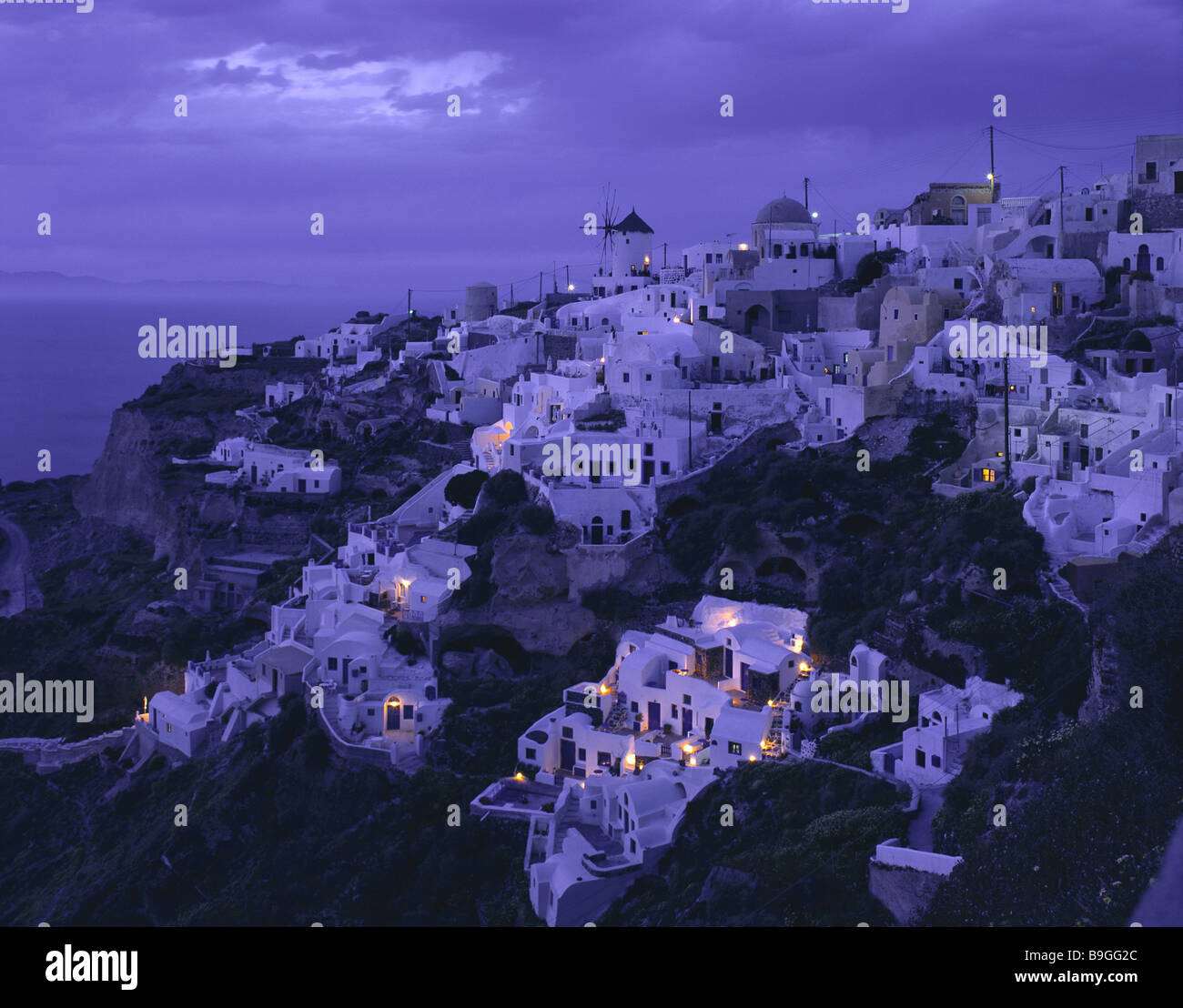 Greece Cyclades island Santorin Oia place-overview lake evening Aegean ...