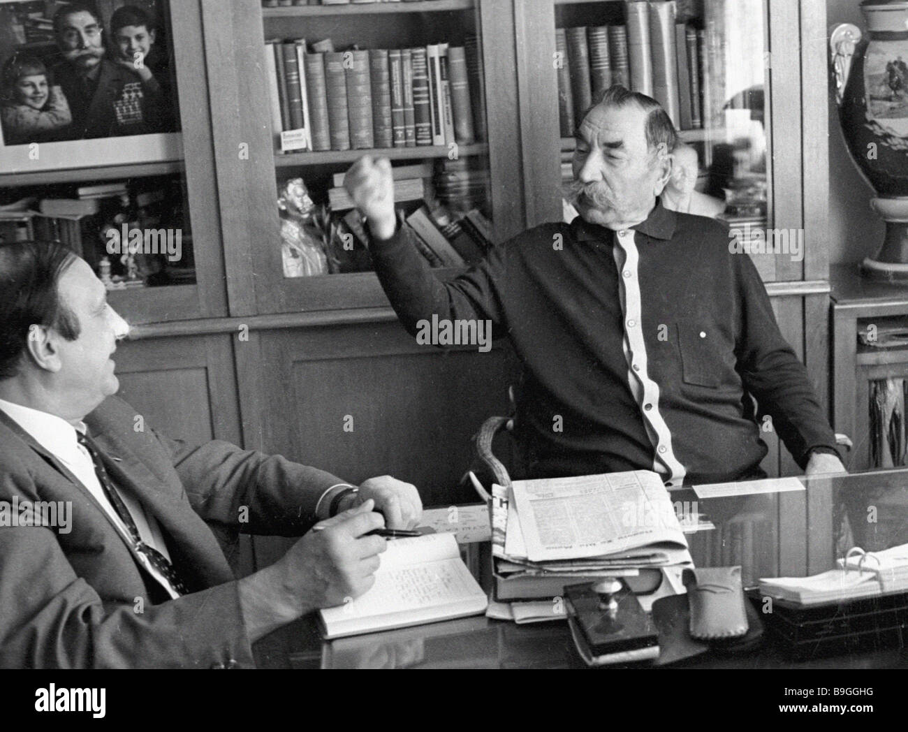 Soviet Union Marshal Semyon Budyonny right talks to writer Arkady ...