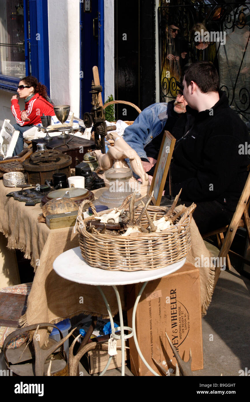 Antiques stall at Camden Passage Islington London March 2009 Stock ...