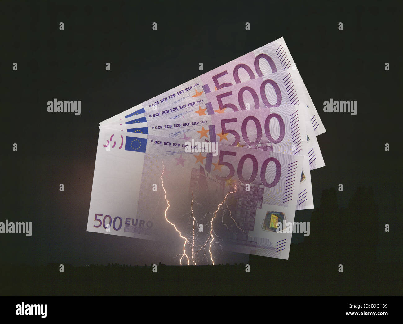 Money bills Euro lightnings Stock Photo - Alamy