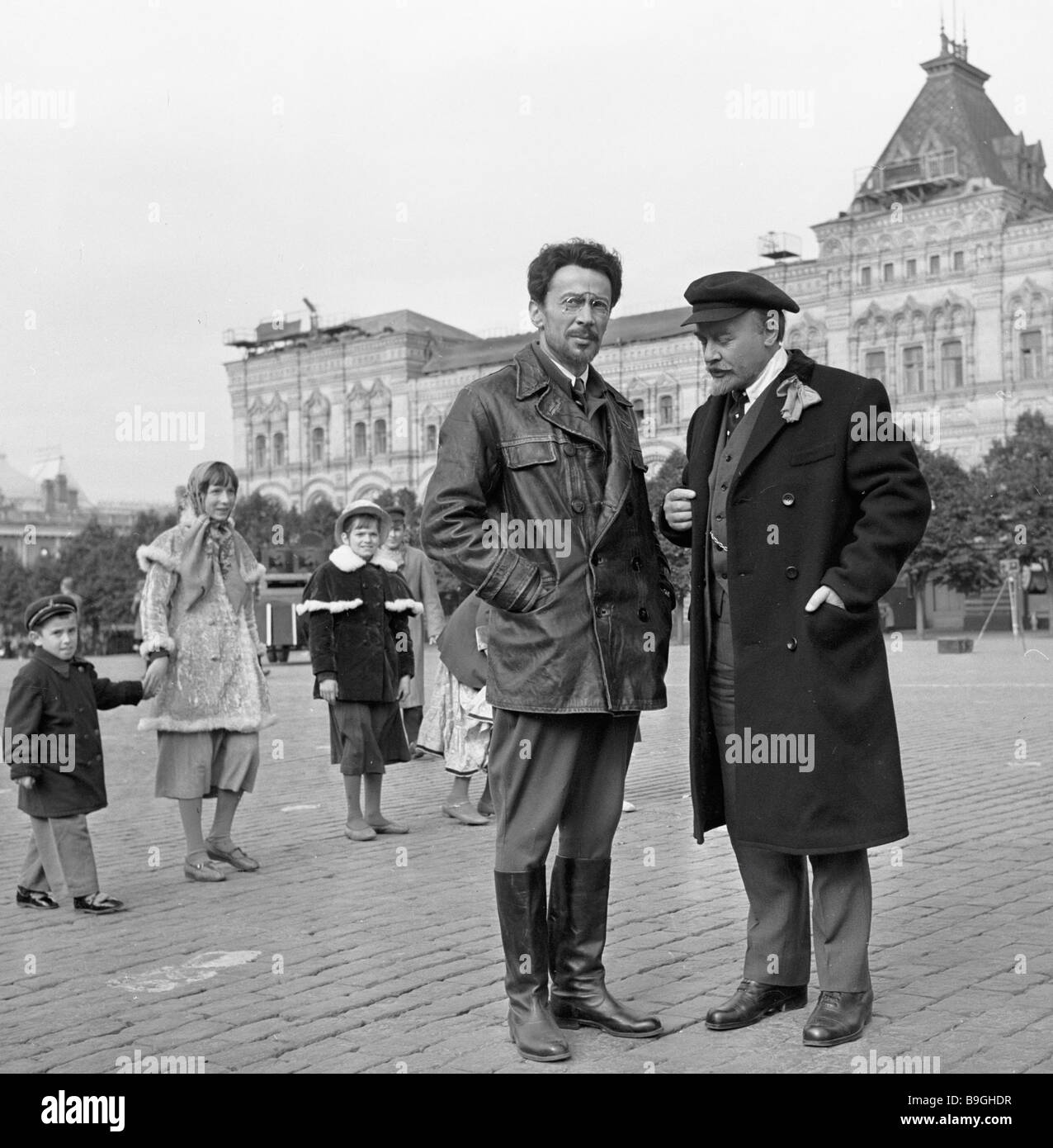 Actors Yakovlev right as Lenin and Kutepov left as Sverdlov at the ...