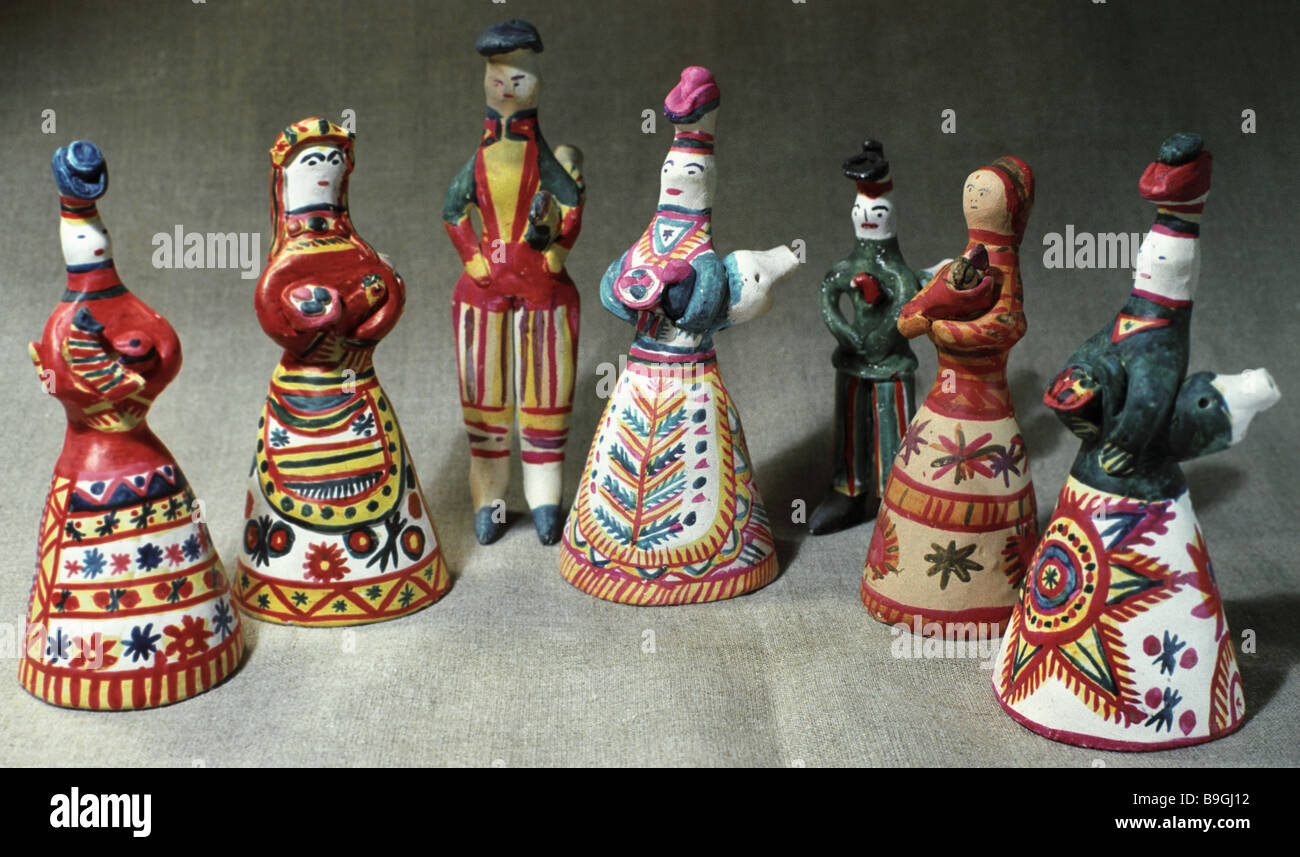 Russian clay toys Ladies and gentlemen made by Tula craftsmen Stock ...
