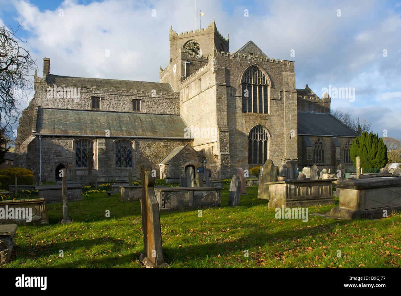 Cartmel Priory in the village of Cartmel, Cumbria, England UK Stock ...