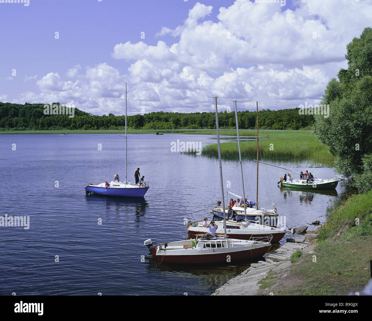 Poland Masuria wall-lake shore sailboats aims wall-lake shore boats ...