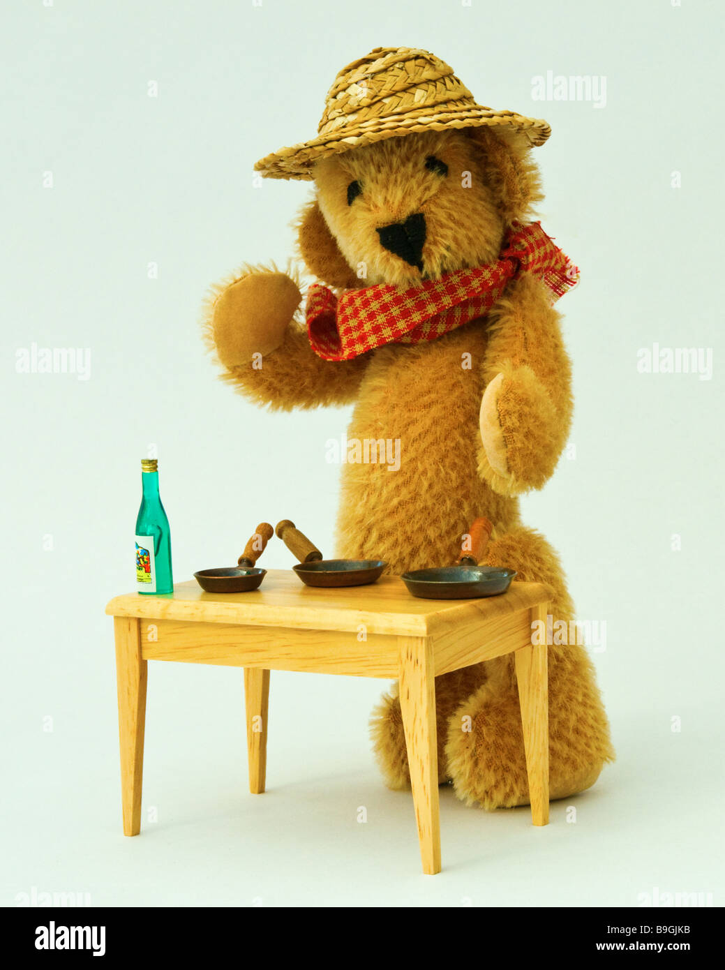 Miniature teddy bear at the table (Mini Bear Collection Stock Photo - Alamy