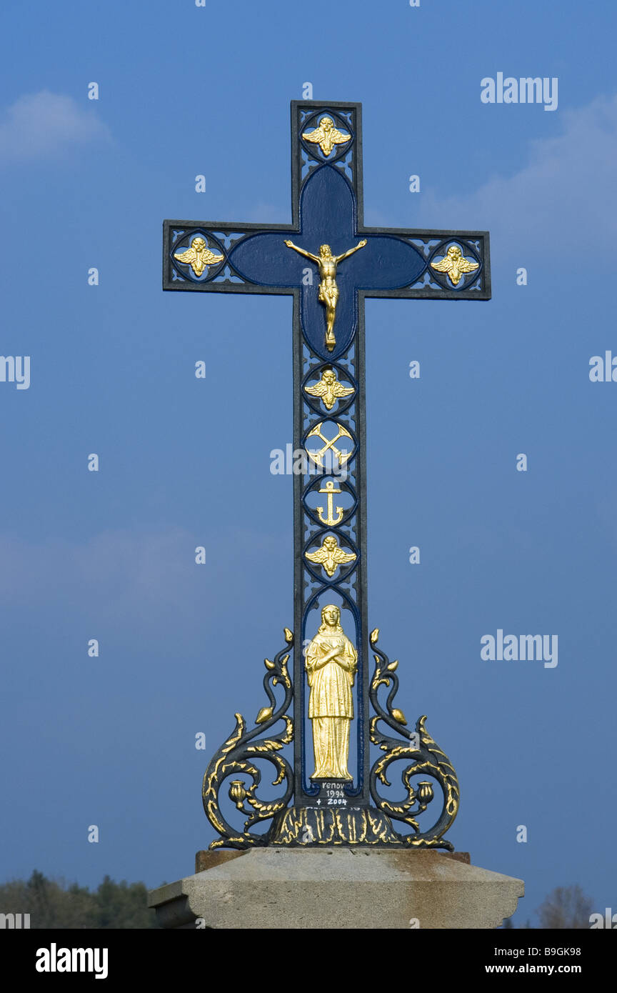 Germany Baden-Württemberg Hayingen crucifix hall-cross heaven cloudless ...