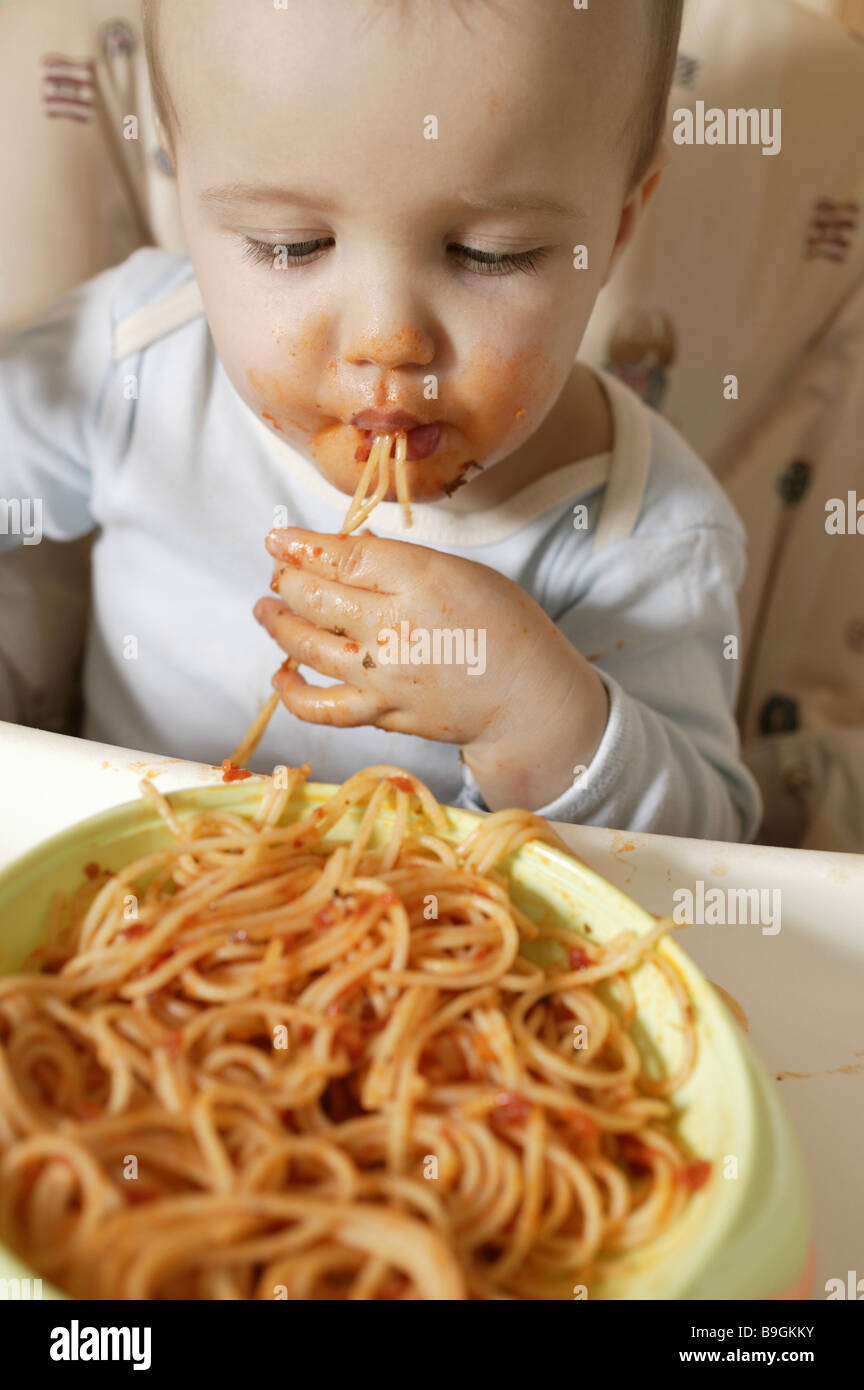 Toddler spaghetti portrait eating broached series people child child ...