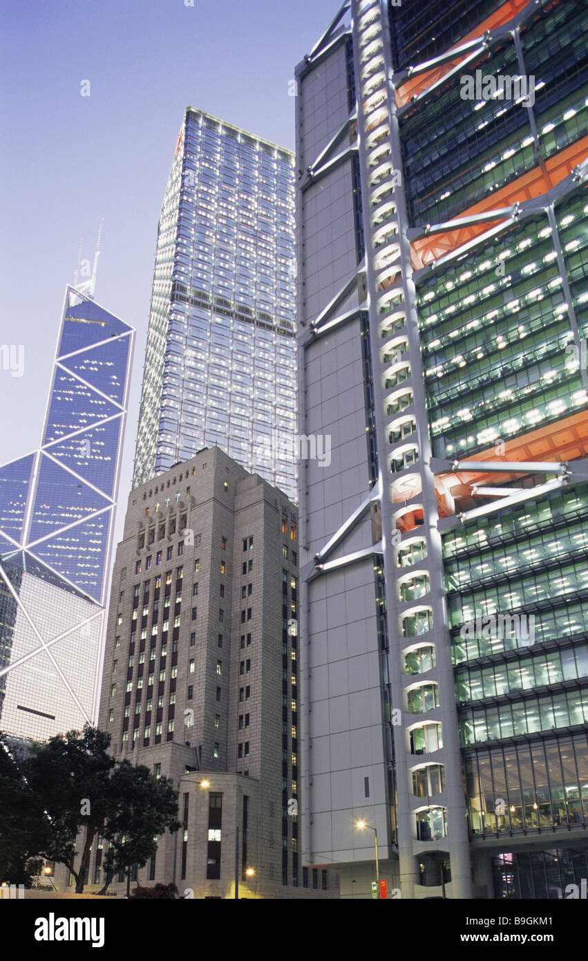 China Hong Kong bank-buildings lights detail Asia East-Asia city city ...