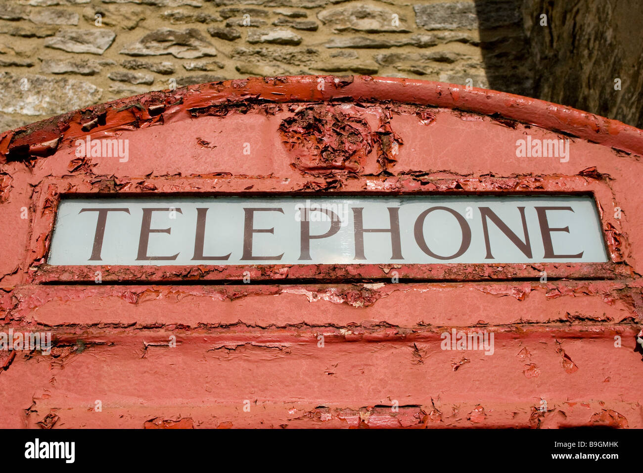 Old and rusty red telephone box in Wolverton, near Bath Stock Photo - Alamy