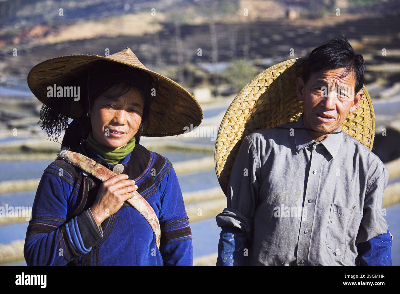 Asia China natives portrait Hani minority Cultivation Asia farmers ...