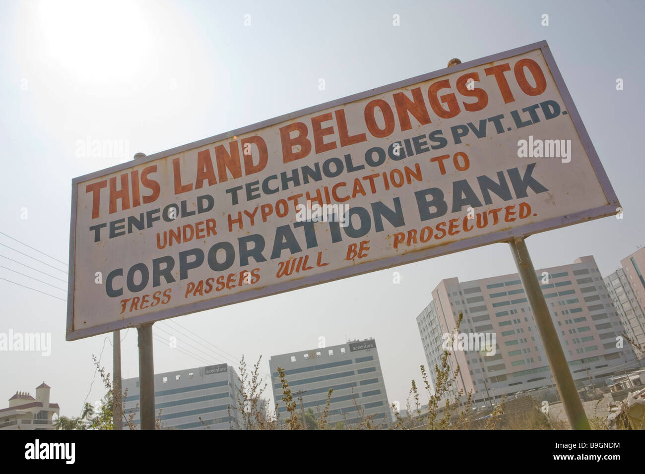 India Hyderabad Hi Tech city Property sign Stock Photo - Alamy