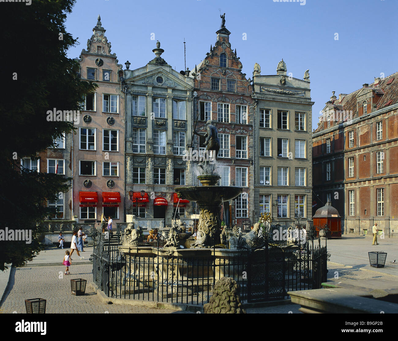 Poland Danzig Old Town gable-houses Fontana del Nettuno Gdansk houses ...