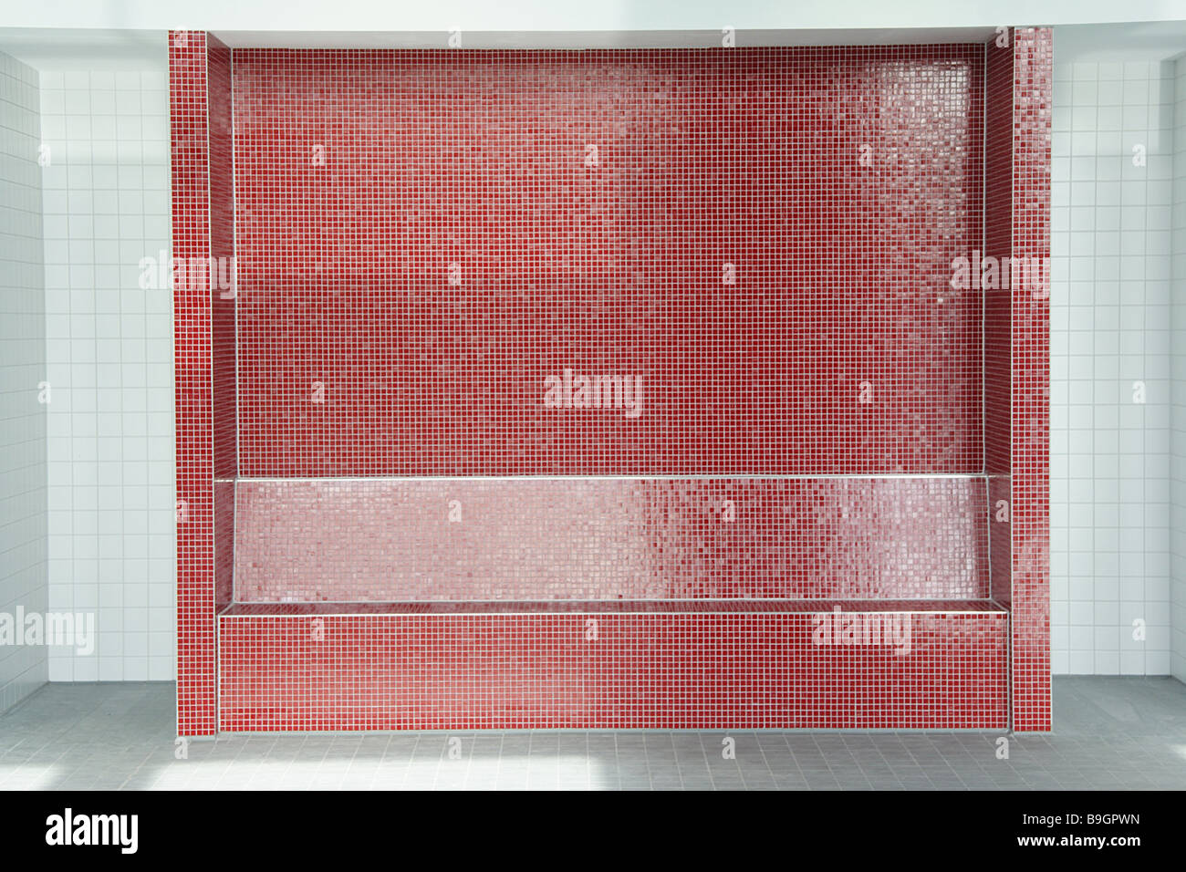 indoor swimming pool basin-edge seat-niche gefliest red swimming pool ...
