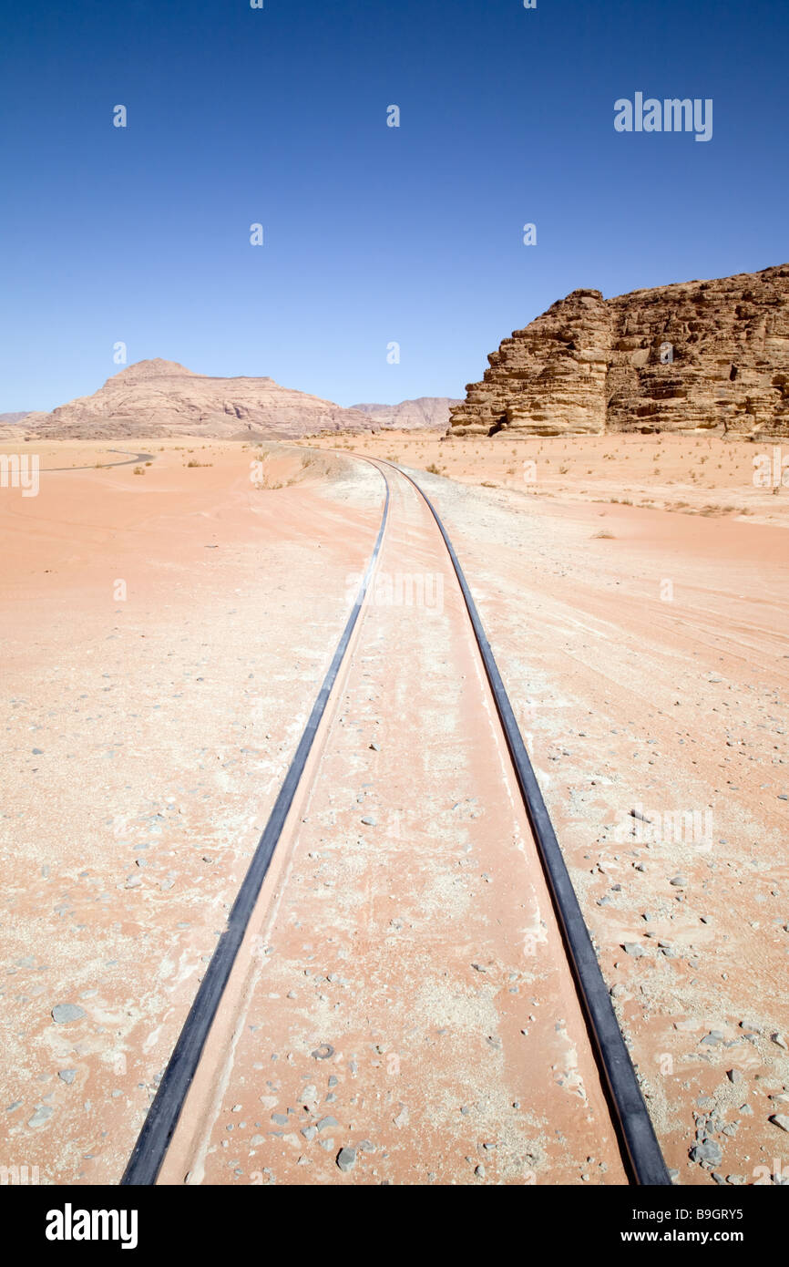 A desert railway line, Wadi Rum, Jordan Stock Photo - Alamy