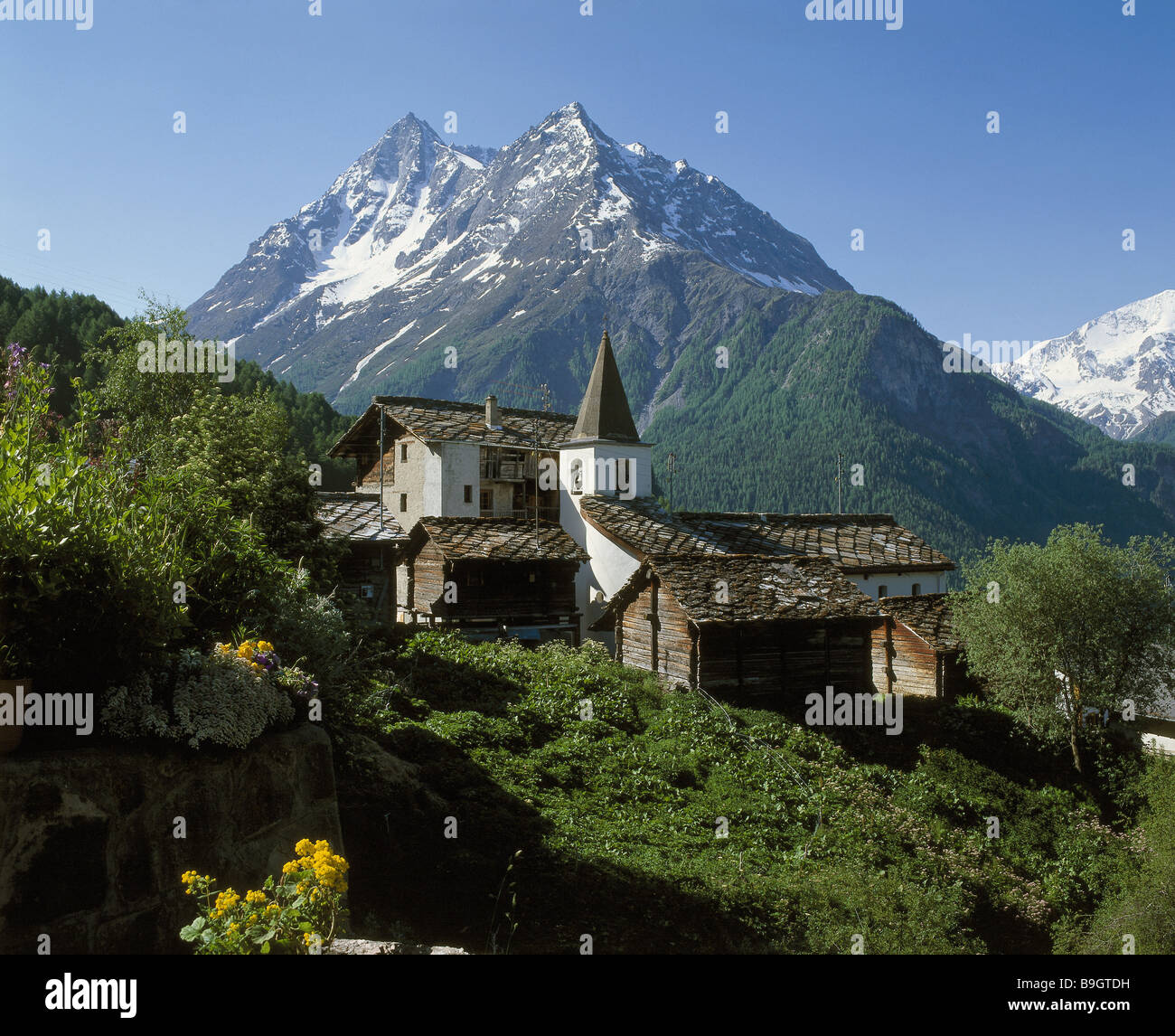 Switzerland Wallis Val D'Herens Alp de Pra Gra mountain-village summer ...
