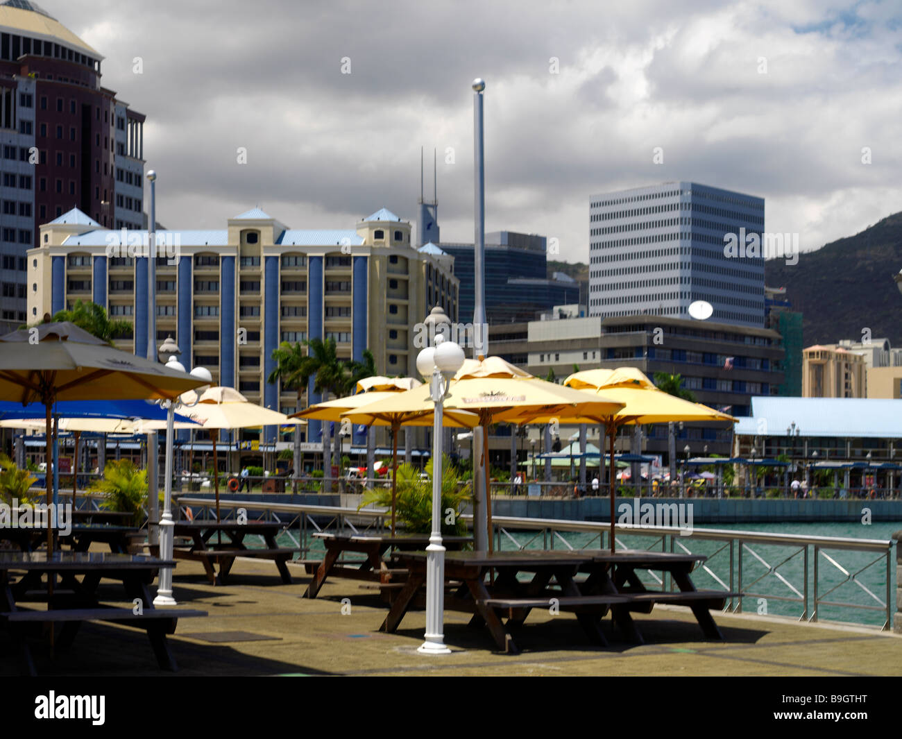 Port Louis Waterfront Buildings and Restaurants Mauritius Stock Photo ...