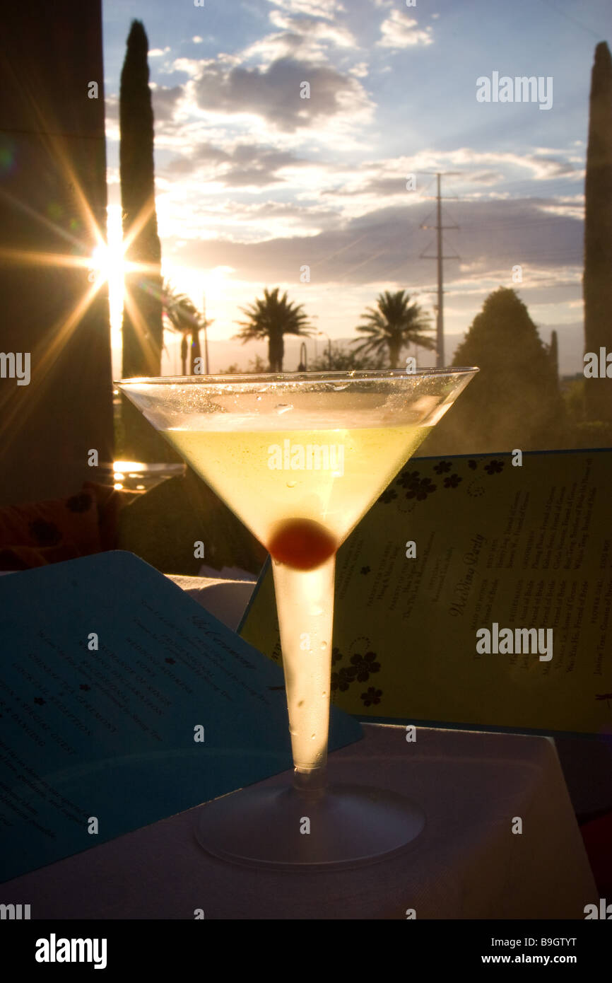 Custom wedding martini set against the setting sun in Las Vegas Stock ...