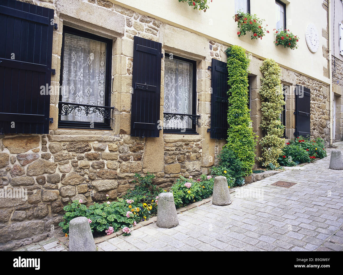 France Brittany residence facade detail stone-house quarrystone-house ...