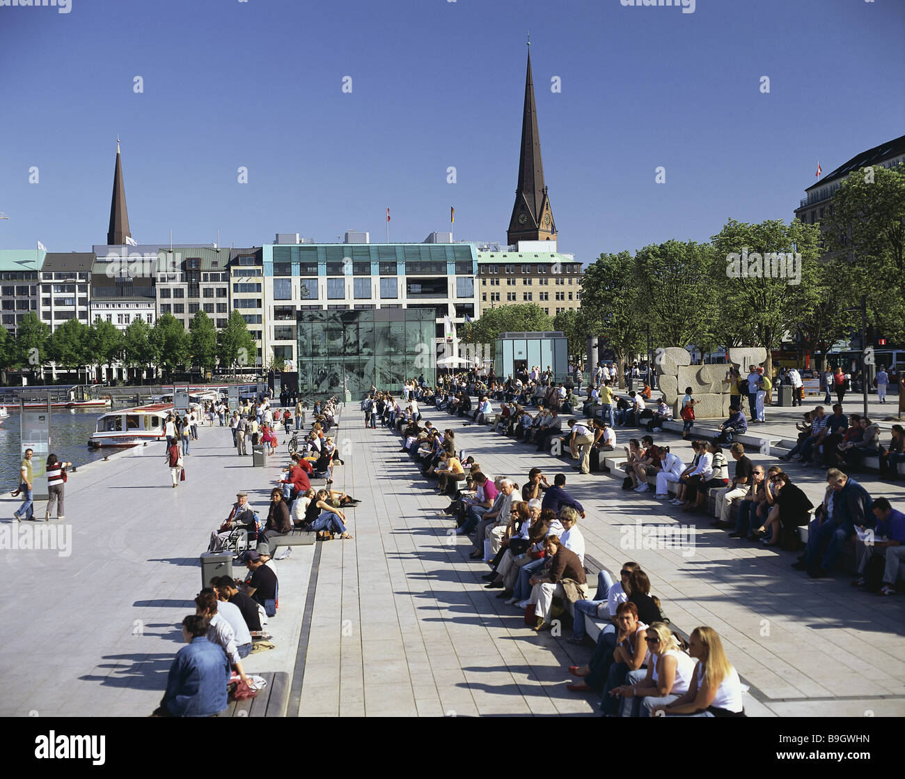 Germany Hamburg Inner Alster Ballin-dam tourists Northern Germany ...