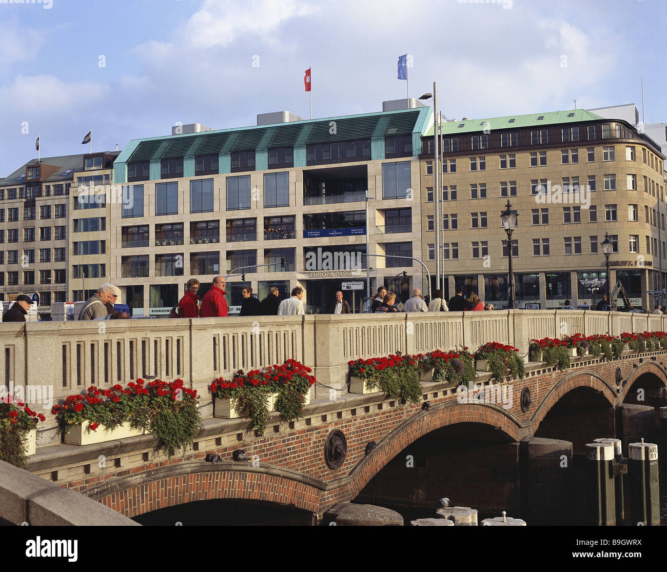 Germany Hamburg Ballin-dam Europe passage little one Alster bridge ...