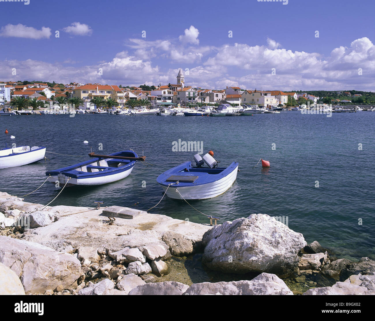 Croatia Istria Pakostane locality perspective fisher-boats coast ...