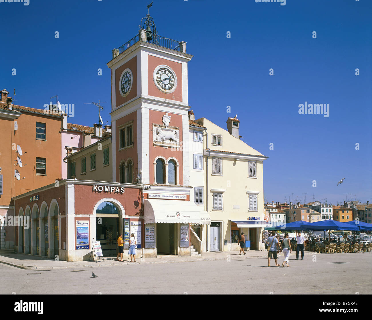 Croatia Istria Rovinj port clock-tower destination city tower clock ...