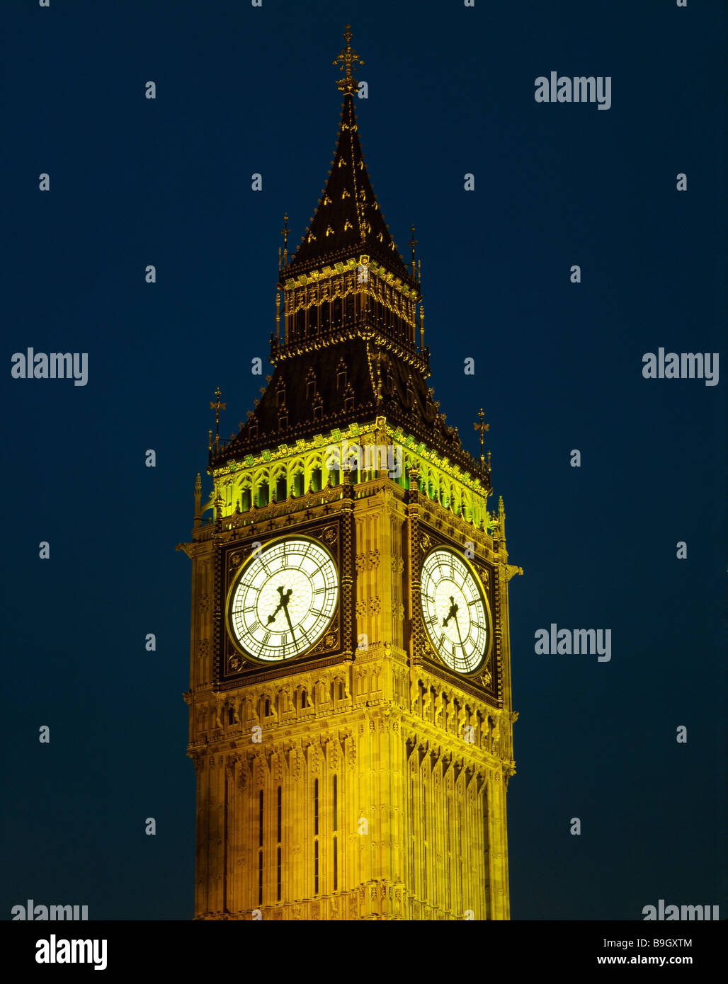 Great Britain England London Big Ben illumination detail evening ...