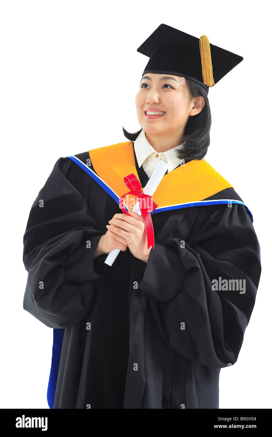 Woman in University Graduation Stock Photo - Alamy