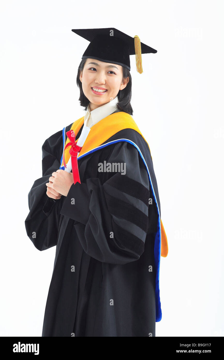 Woman in University Graduation Stock Photo - Alamy