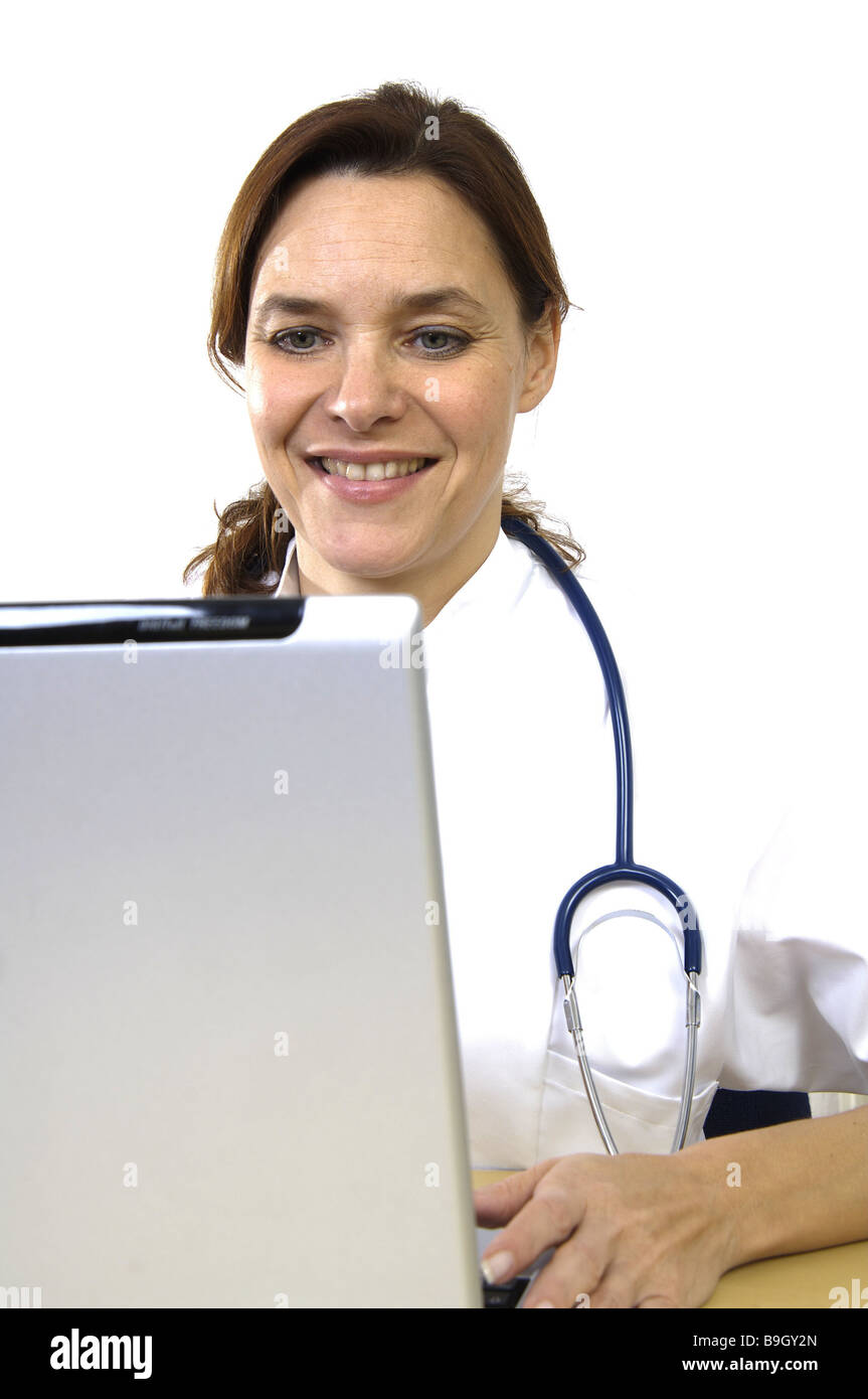 Desk doctor stethoscope Notebook data input portrait series people ...