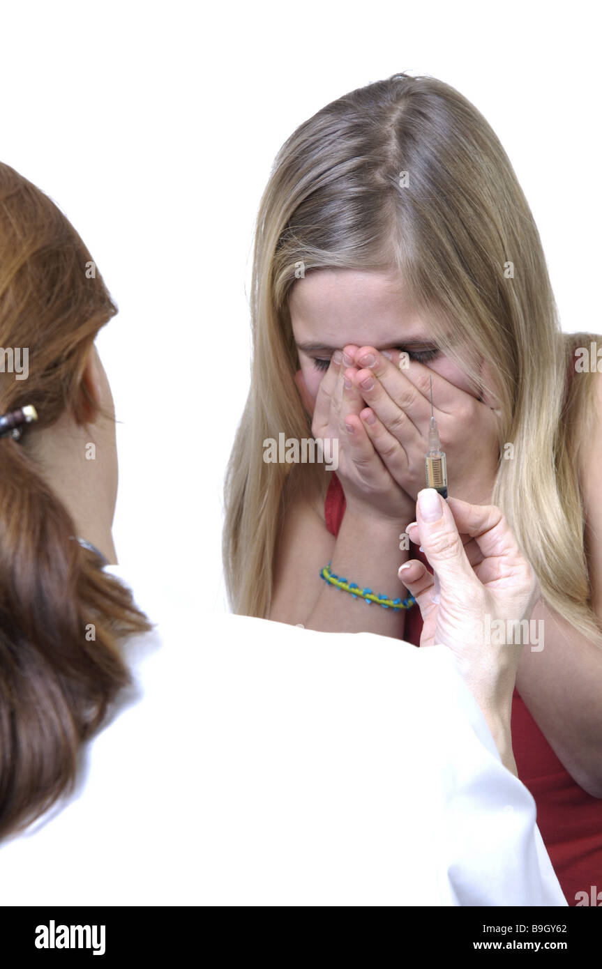 people cry pediatrician shot girl anxiously series doctor woman doctor ...