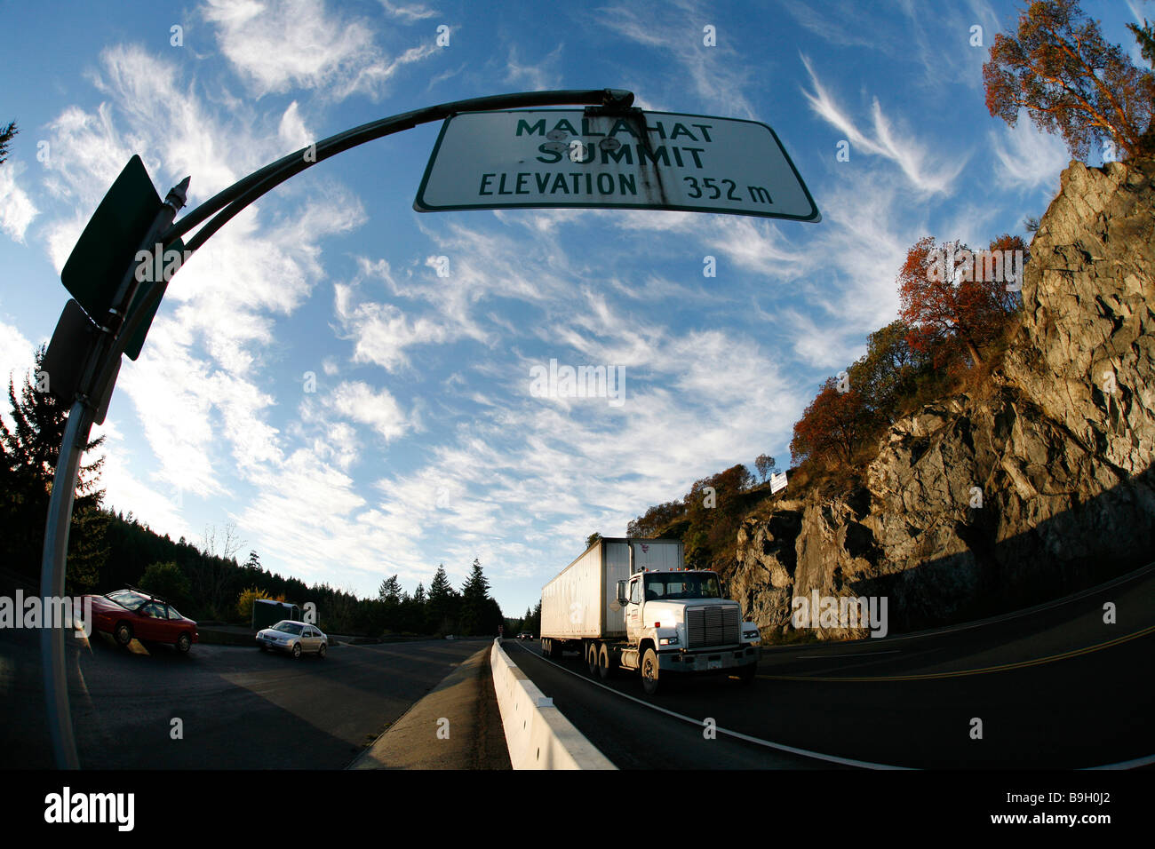 The summit of the Malahat highway on Vancouver Island, British Columbia ...