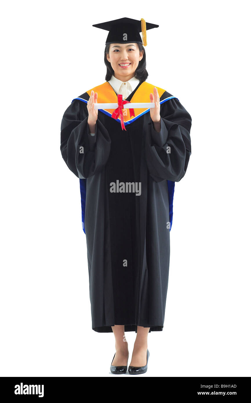 Woman in University Graduation Stock Photo - Alamy