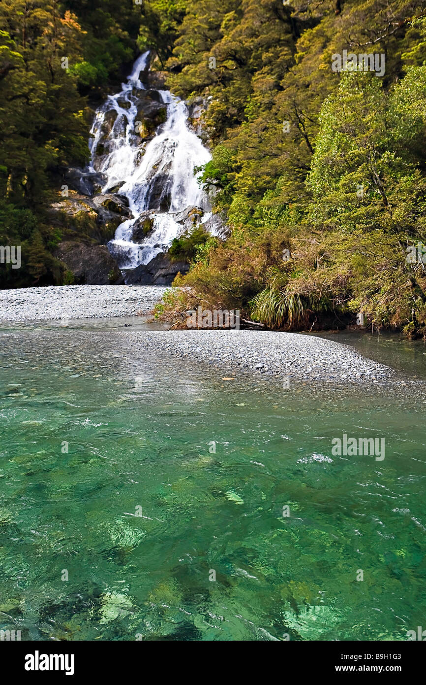 Fantail Falls in Mt Aspiring National Park Haast Highway near Haast ...