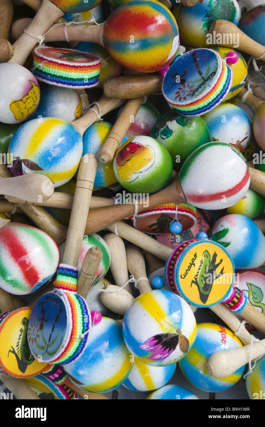 Curacao Willemstad Punda souvenirs colorfully typically Maracas hand ...