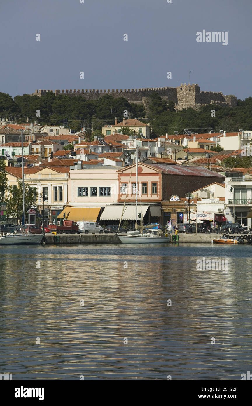 Greece island lesbos Mytilene city view harbor castle Europe ...