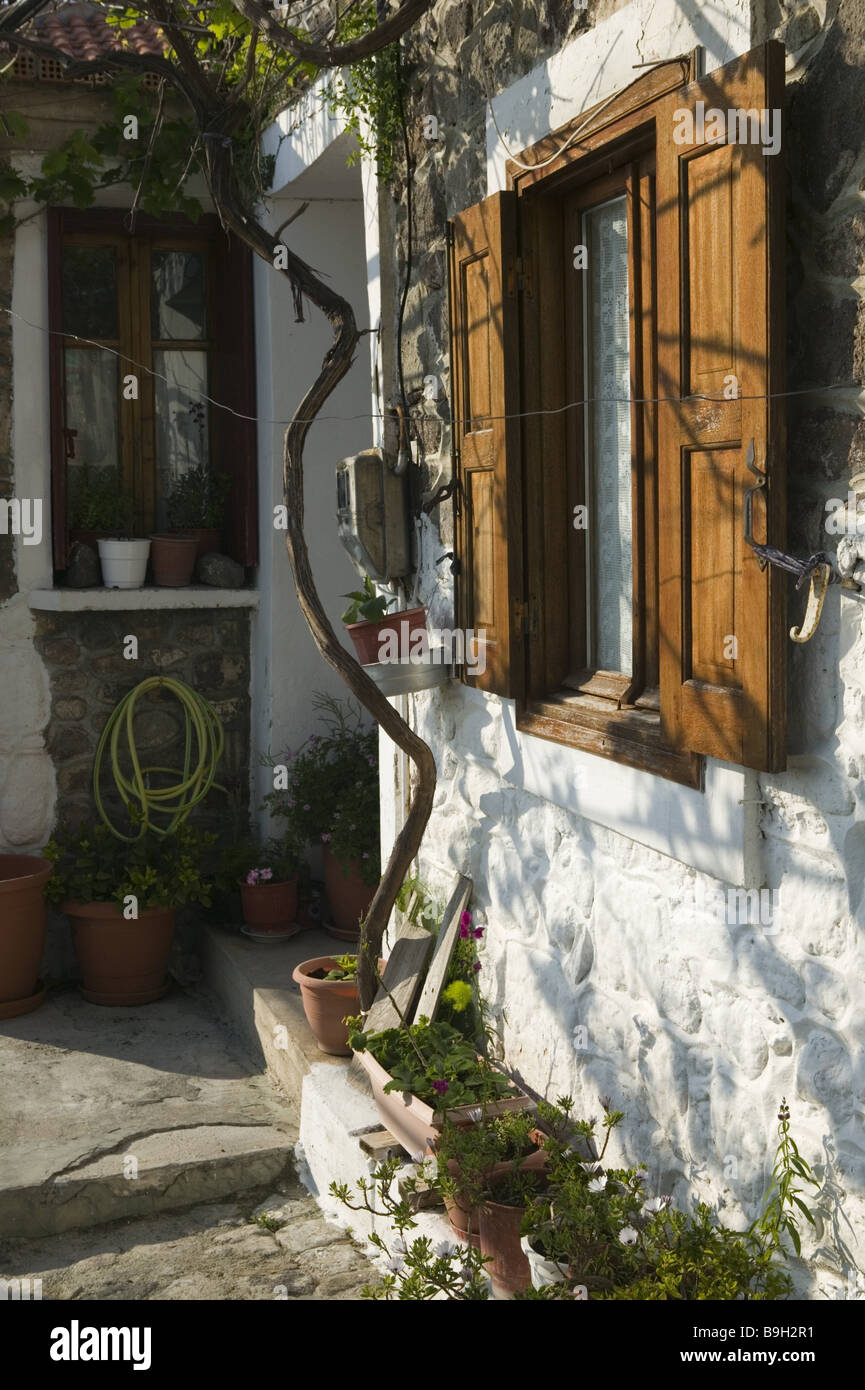 Greece island lesbos Mithymna residence entrance detail architecture ...