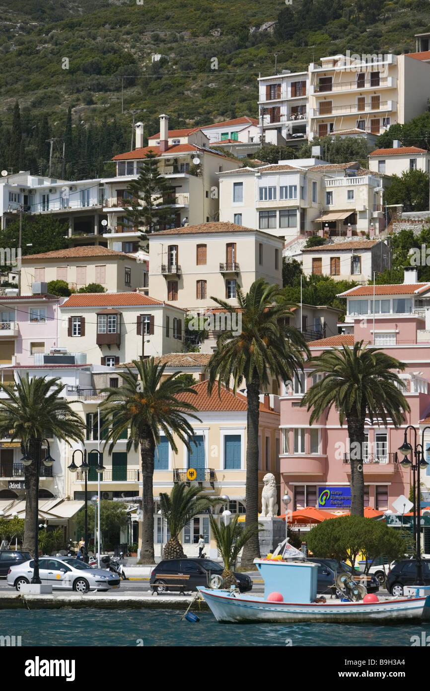 Greece island samos Samos-city city view palms Europe Mediterranean ...