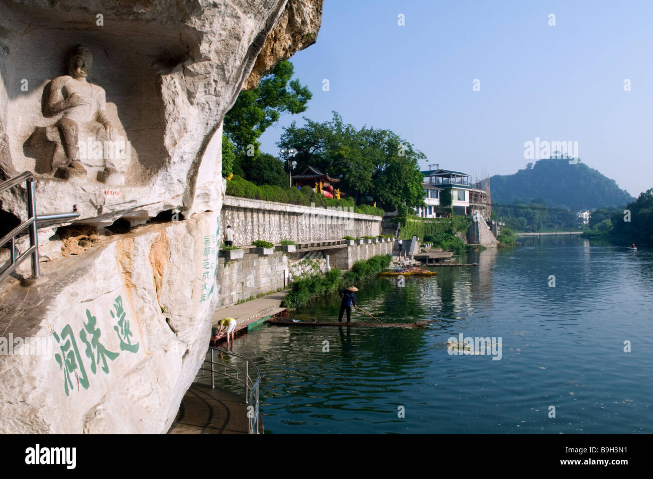 China, Guangxi Province, Guilin rock sculptures on the Li River Stock ...