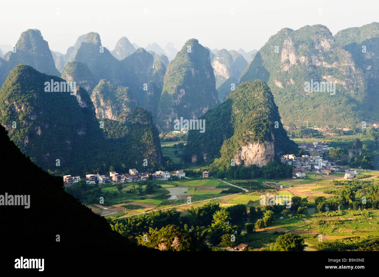 China, Guangxi Province, Yangshuo near Guilin. Karst limestone mountain ...