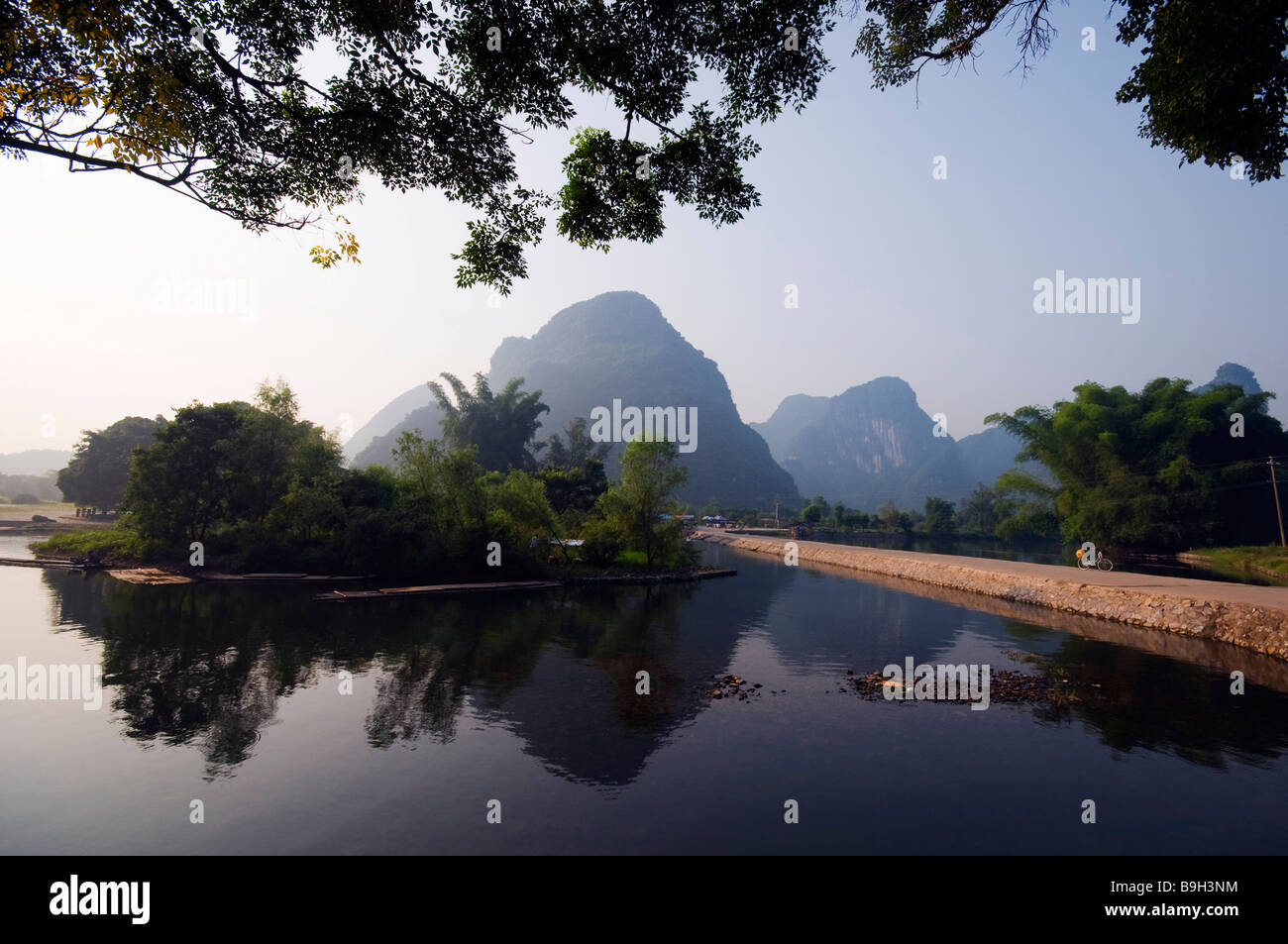 China, Guangxi Province, Yangshuo near Guilin. Karst limestone mountain ...
